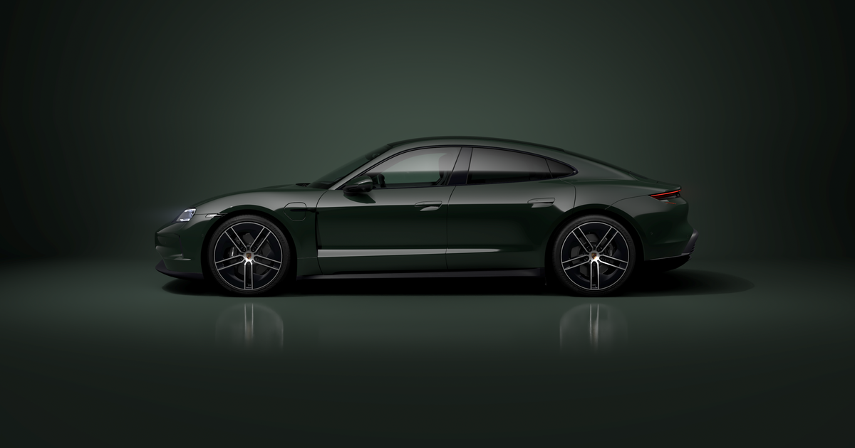 The Porsche Taycan in Brewstergreen | Porsche Paint to Sample