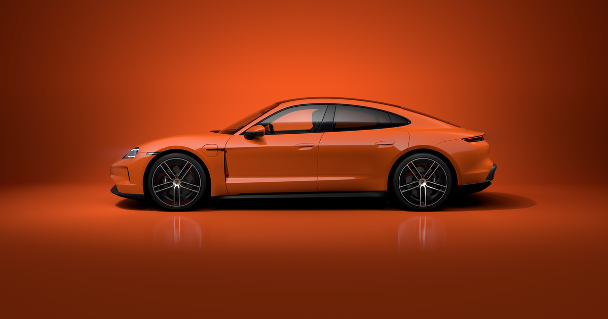 The Porsche Taycan in Gulforange | Porsche Paint to Sample