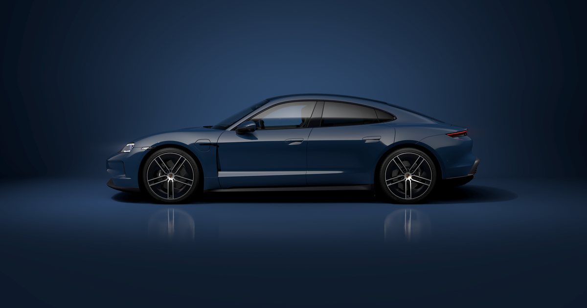 The Porsche Taycan in Azureblue356 | Porsche Paint to Sample