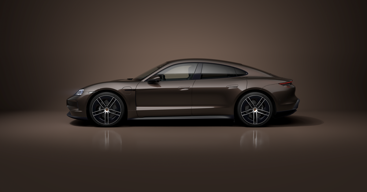 The Porsche Taycan in Macadamiametallic | Porsche Paint to Sample