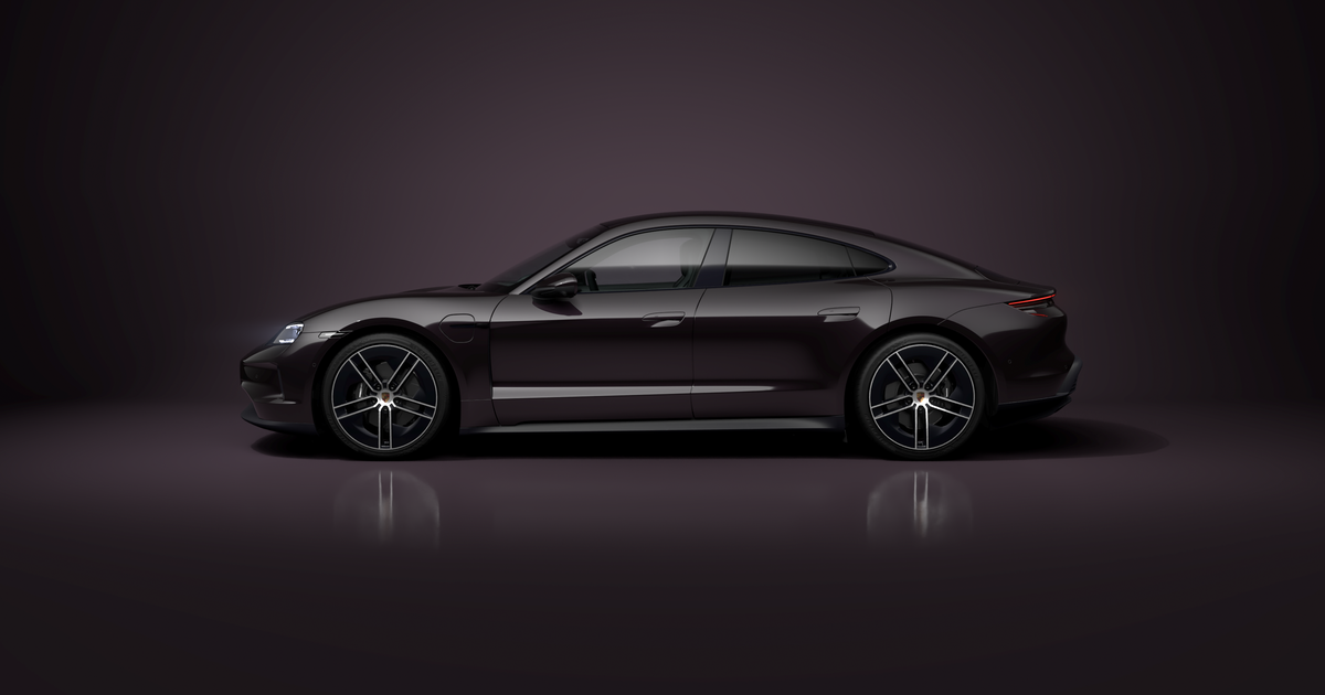 The Porsche Taycan in Superiorredmetallic | Porsche Paint to Sample