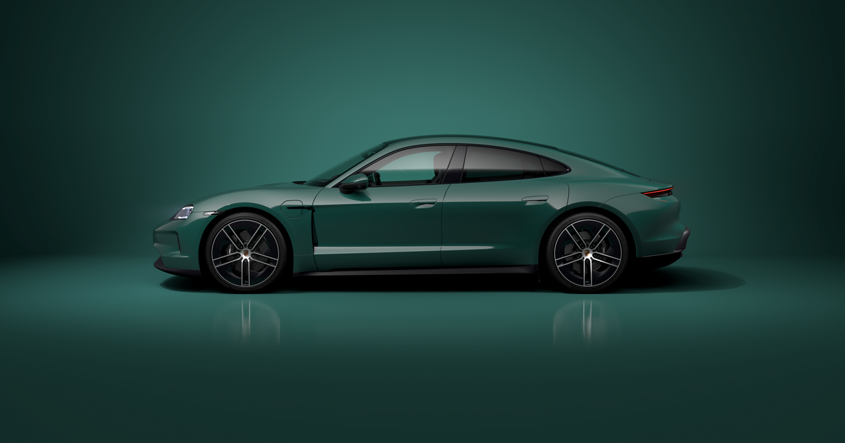 The Porsche Taycan in Smyrnagreen | Porsche Paint to Sample